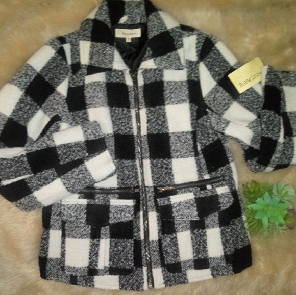 Rewind | Jackets & Coats | Rewind Nwt Buffalo Check Plaid Pea Coat Sz ...